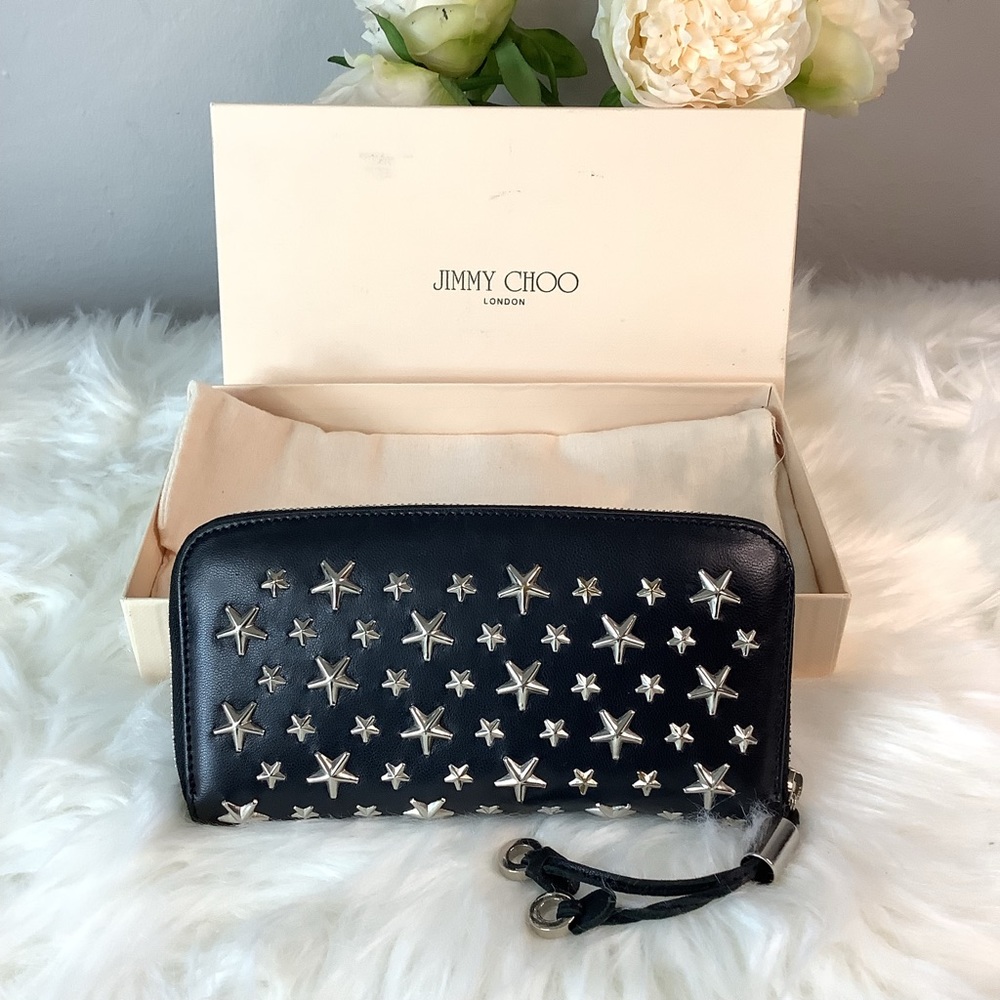 Jimmy Choo Filipa Black Deerskin Wallet With Crystal … - Gem